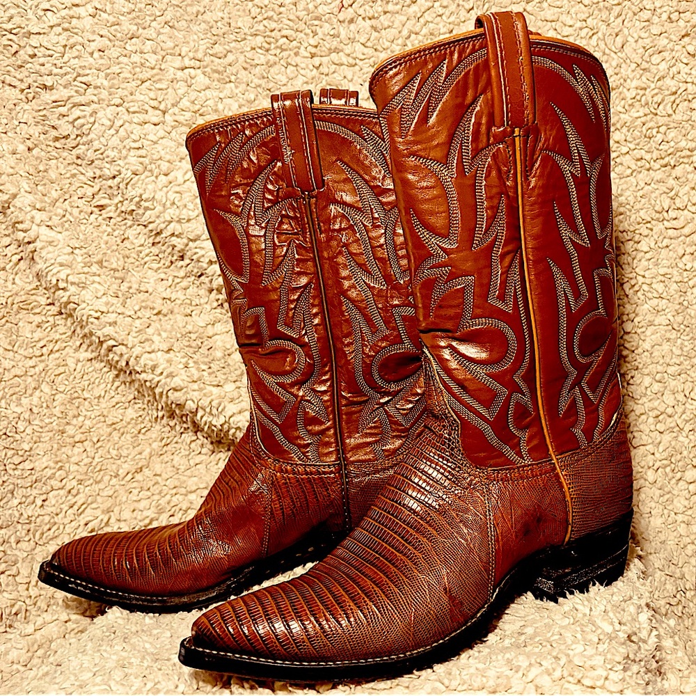 Vintage Tony Lama Exotic Lizard Skin Boots - Gem